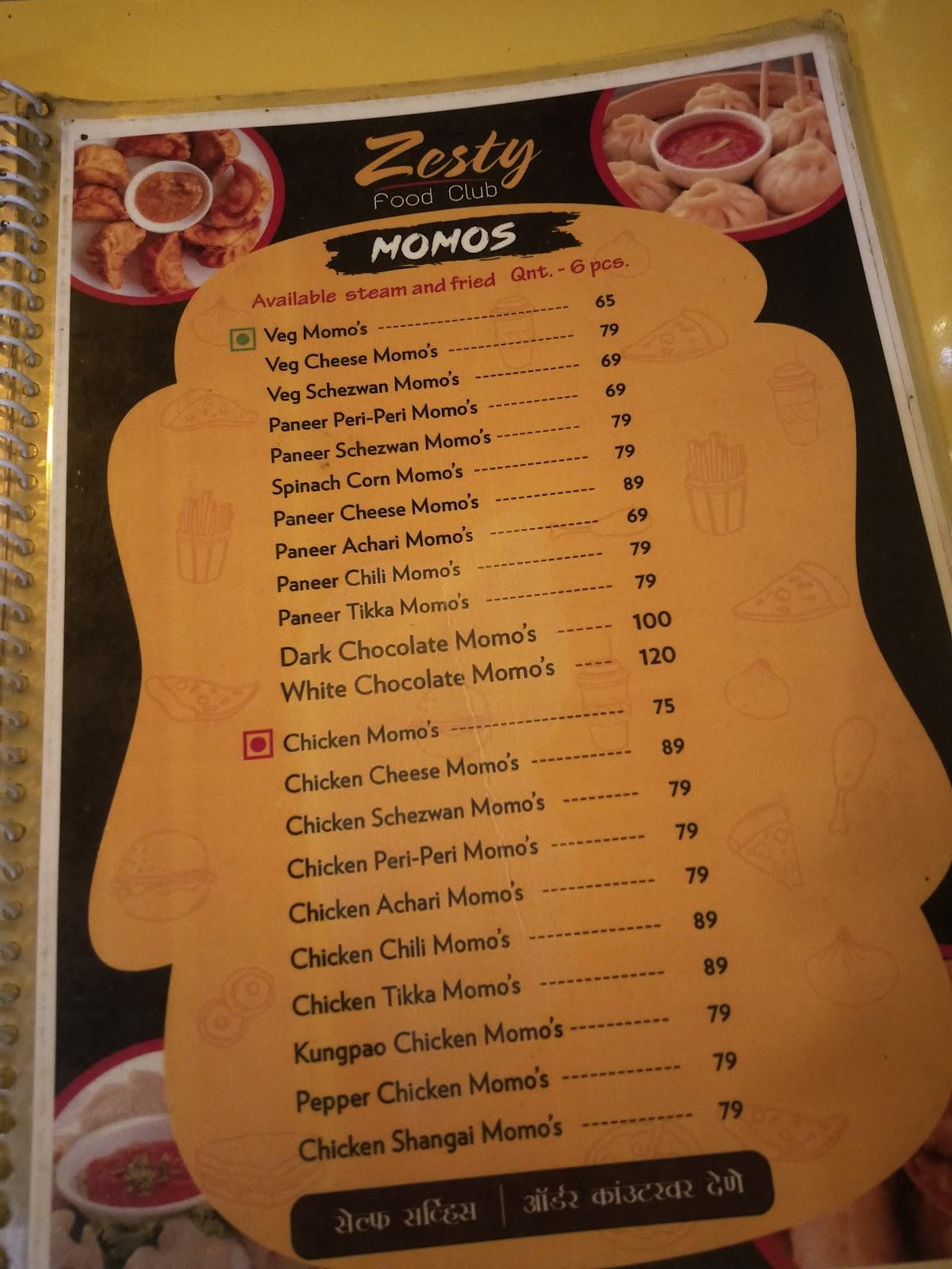 Menu at Zesty Food Club, Gotheghar