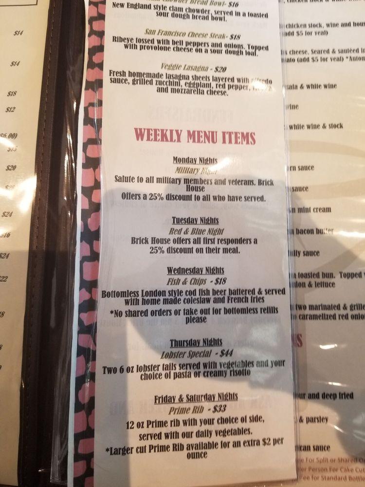 Menu at Brick House Restaurant & Catering, Lodi