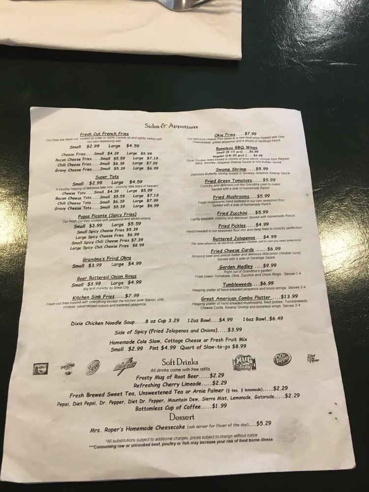 Menu at Patriot Cafe, Sapulpa