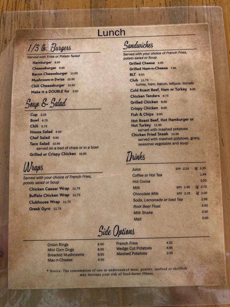 Menu at Red Lodge Cafe & Casino, Red Lodge, 16 Broadway Ave S