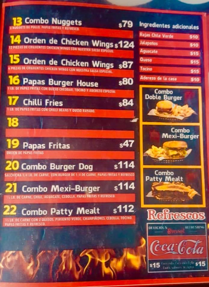 Carta del restaurante Burger House, Heroica Nogales, Av. Tecnológico ...