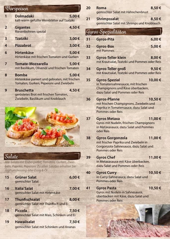 Speisekarte von Elias Pizzeria, Ganderkesee