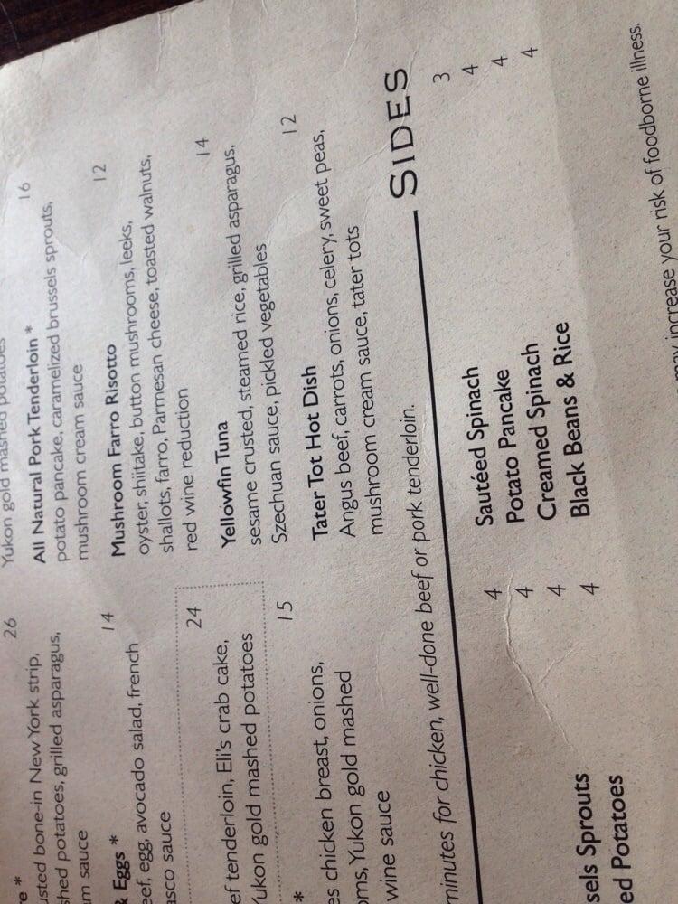 Menu at Eli's East pub & bar, Minneapolis