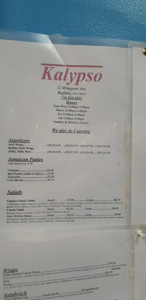 Menu at Kalypso Restaurant, Buffalo
