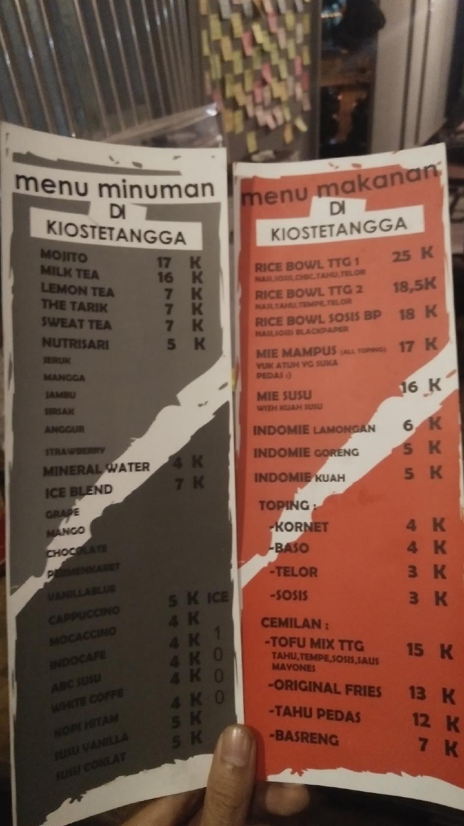 Menu at Kios Tetangga cafe, Bandung