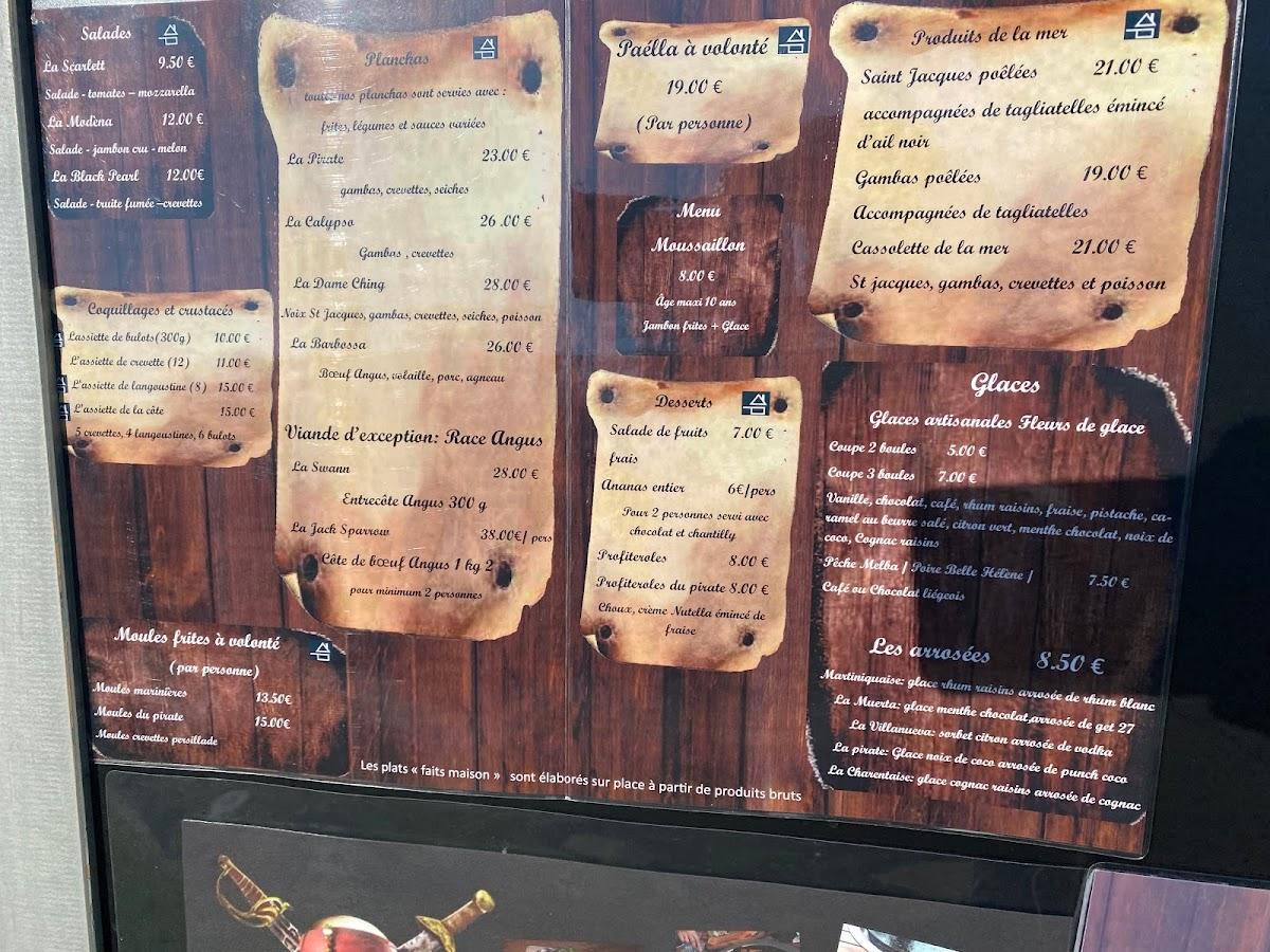 Menu au Le Repaire du Pirate - Restaurant Bourcefranc, Bourcefranc-le ...