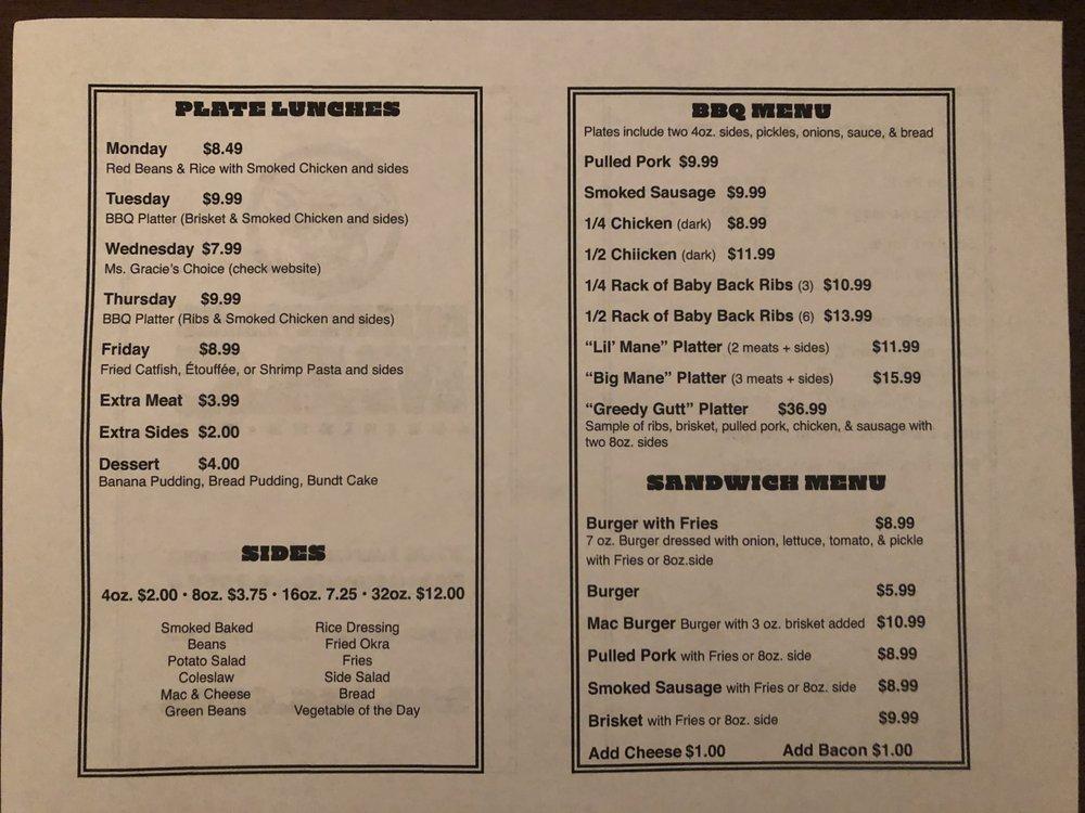 Menu at Memphis Mac BBQ, Baton Rouge