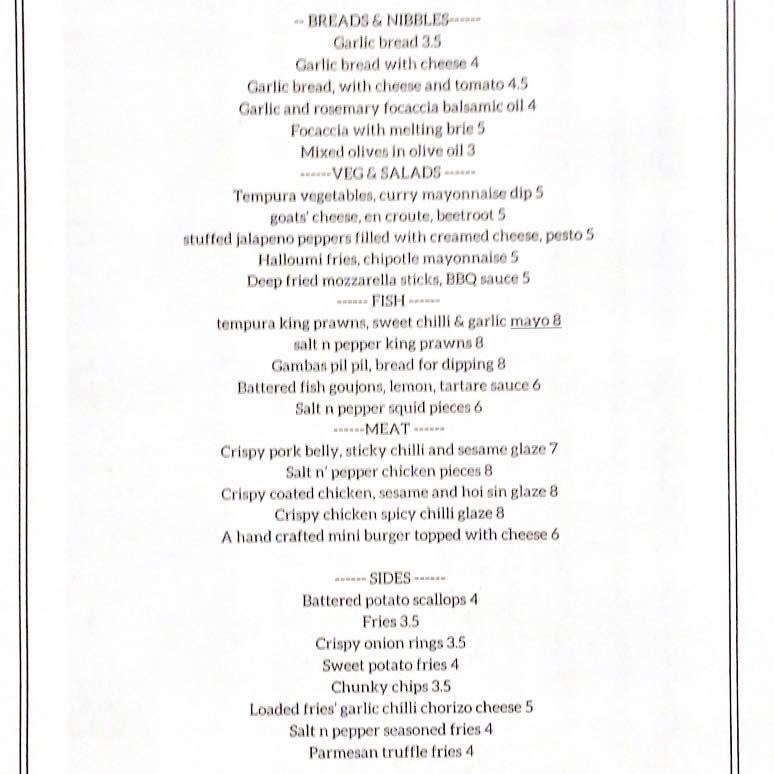 Menu at The Office Bar & Restaurant, Southport