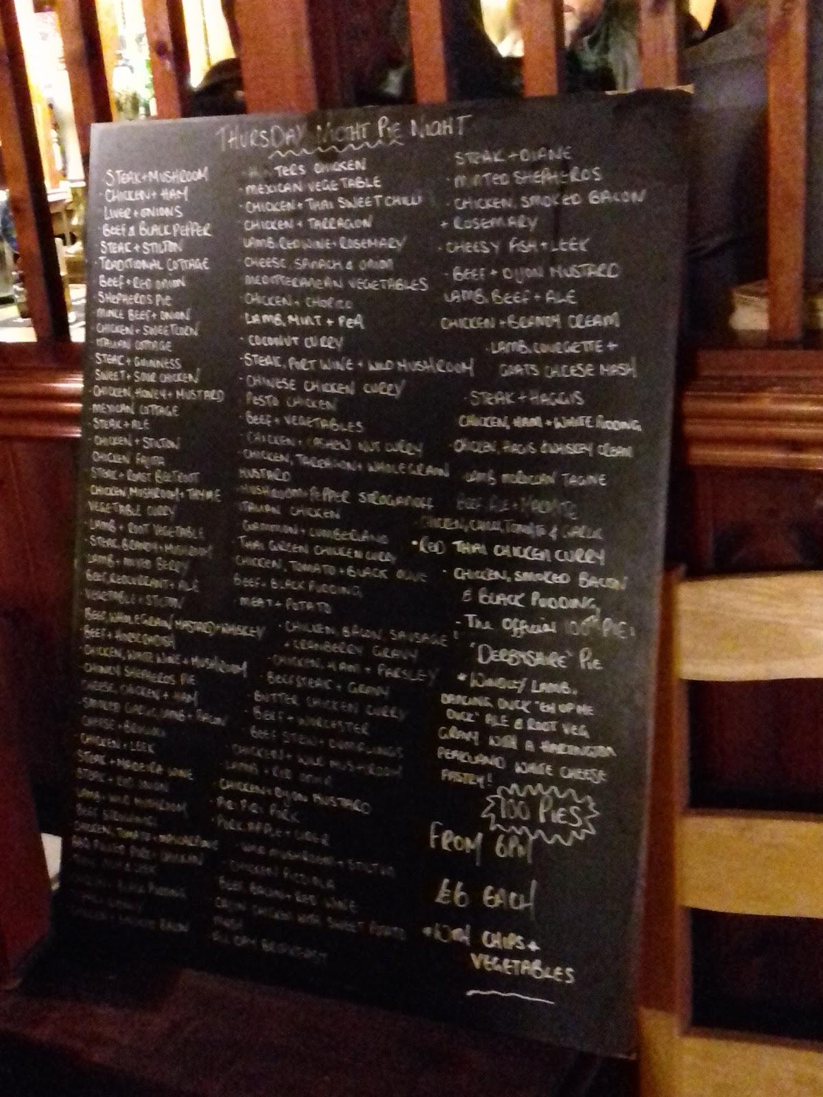 Menu at The Tiger Inn pub & bar, Turnditch