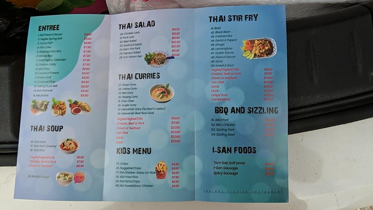 Menu at Tuk Tuk Thai Bistro restaurant, Pacific Pines