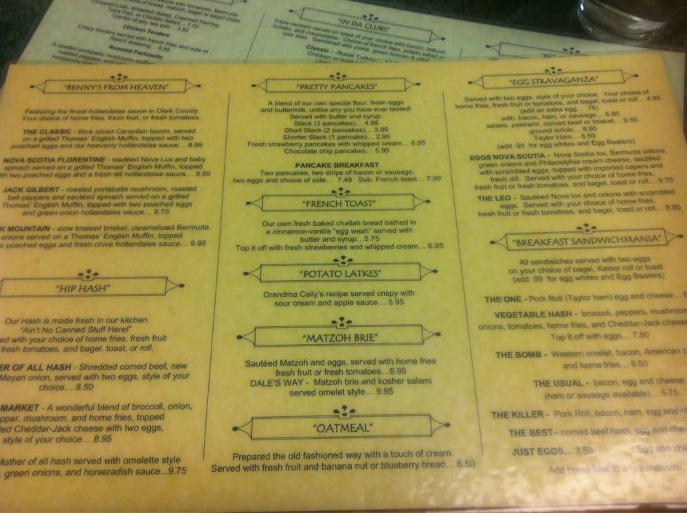 Menu at Weiss Deli restaurant, Henderson