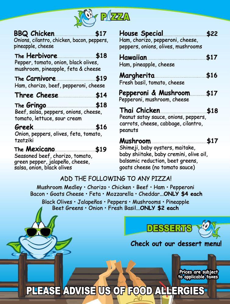 Menu at Finz Resort fast food, Blind Bay