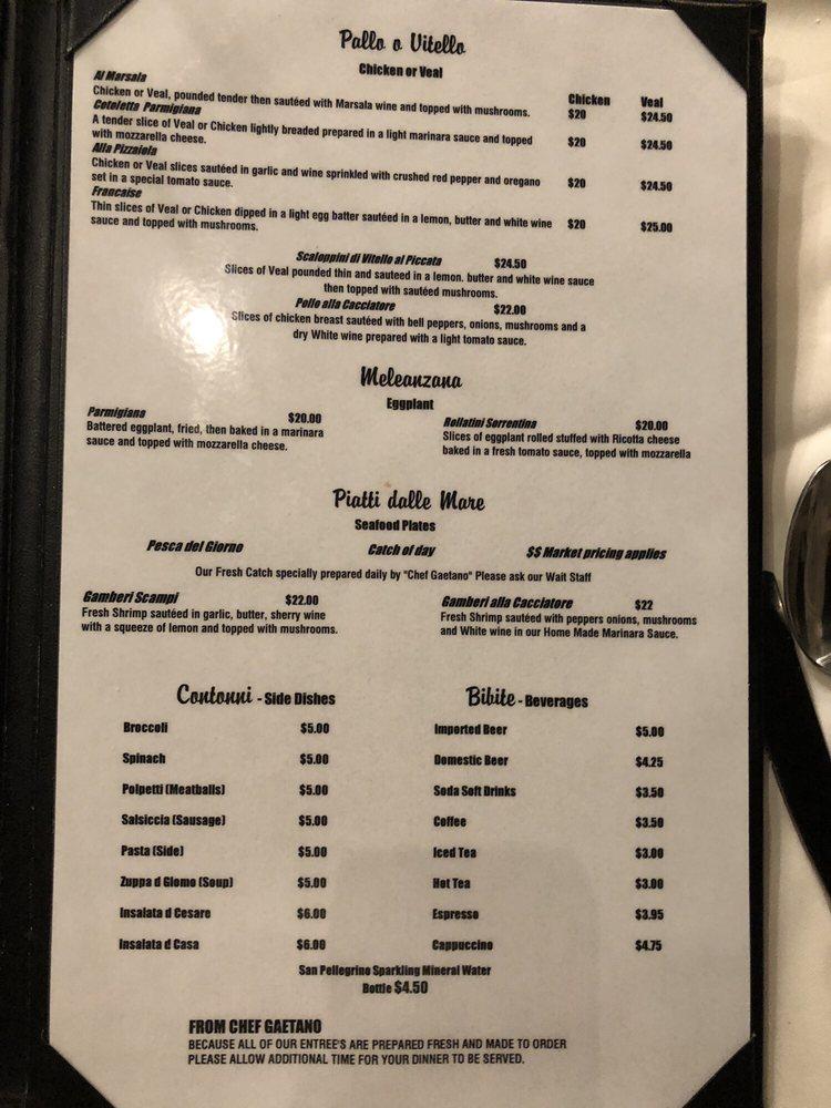 Menu at Anna's Trattoria Italian restaurant, Daytona Beach