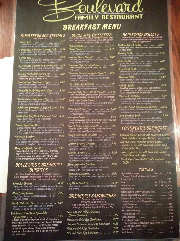 Menu at Boulevard Family Restaurant, New Port Richey