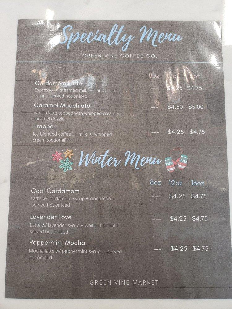 Menu at Green Vine Market cafe, Plano