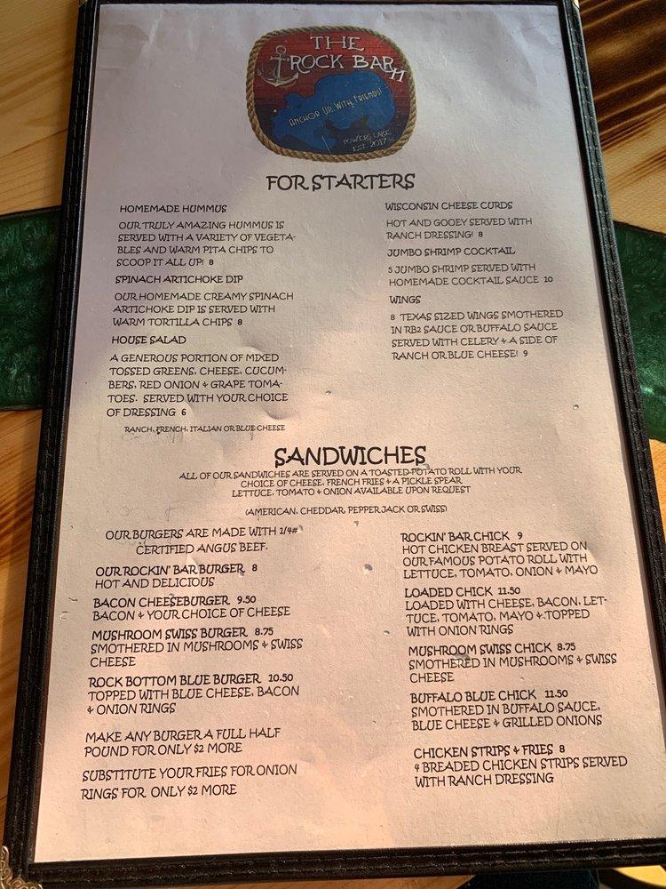 Menu at The Rock Bar II, Genoa City
