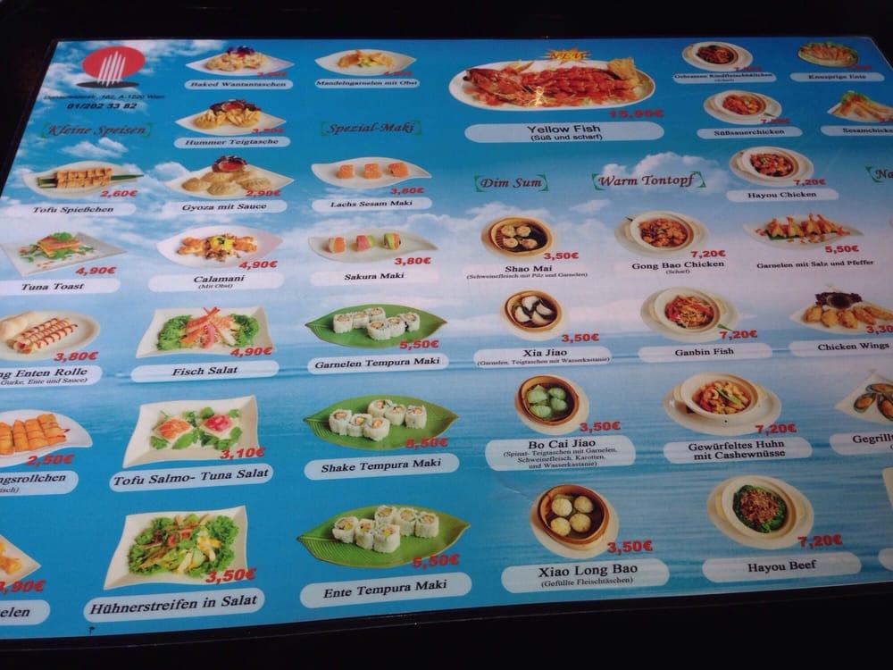 Menu at Tokyo House restaurant, Vienna