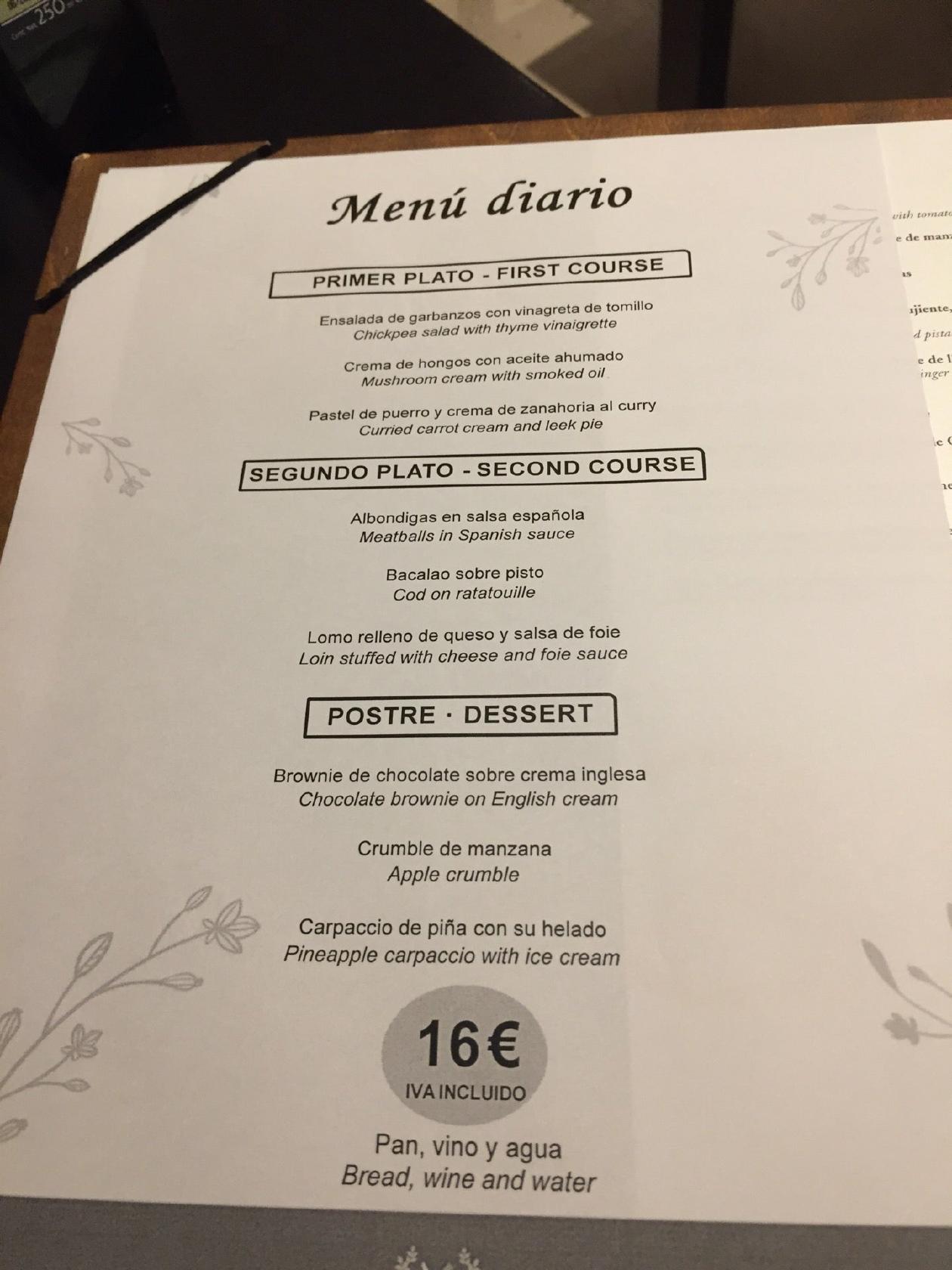 Menu at El Palacio Restaurant, Santurtzi