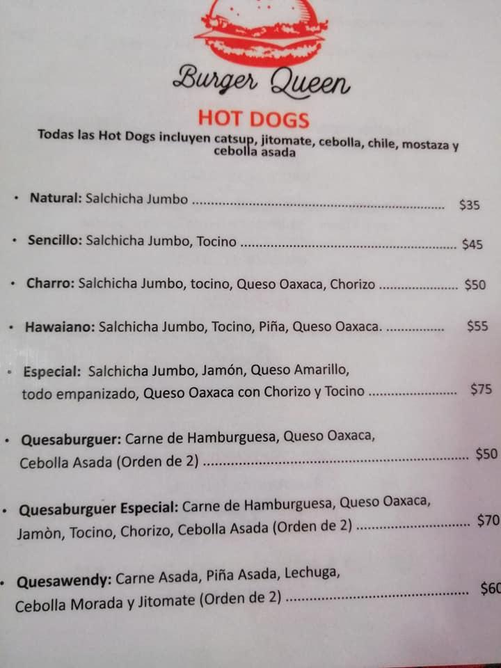 Menu at Burger Queen Paraíso restaurant, Paraíso