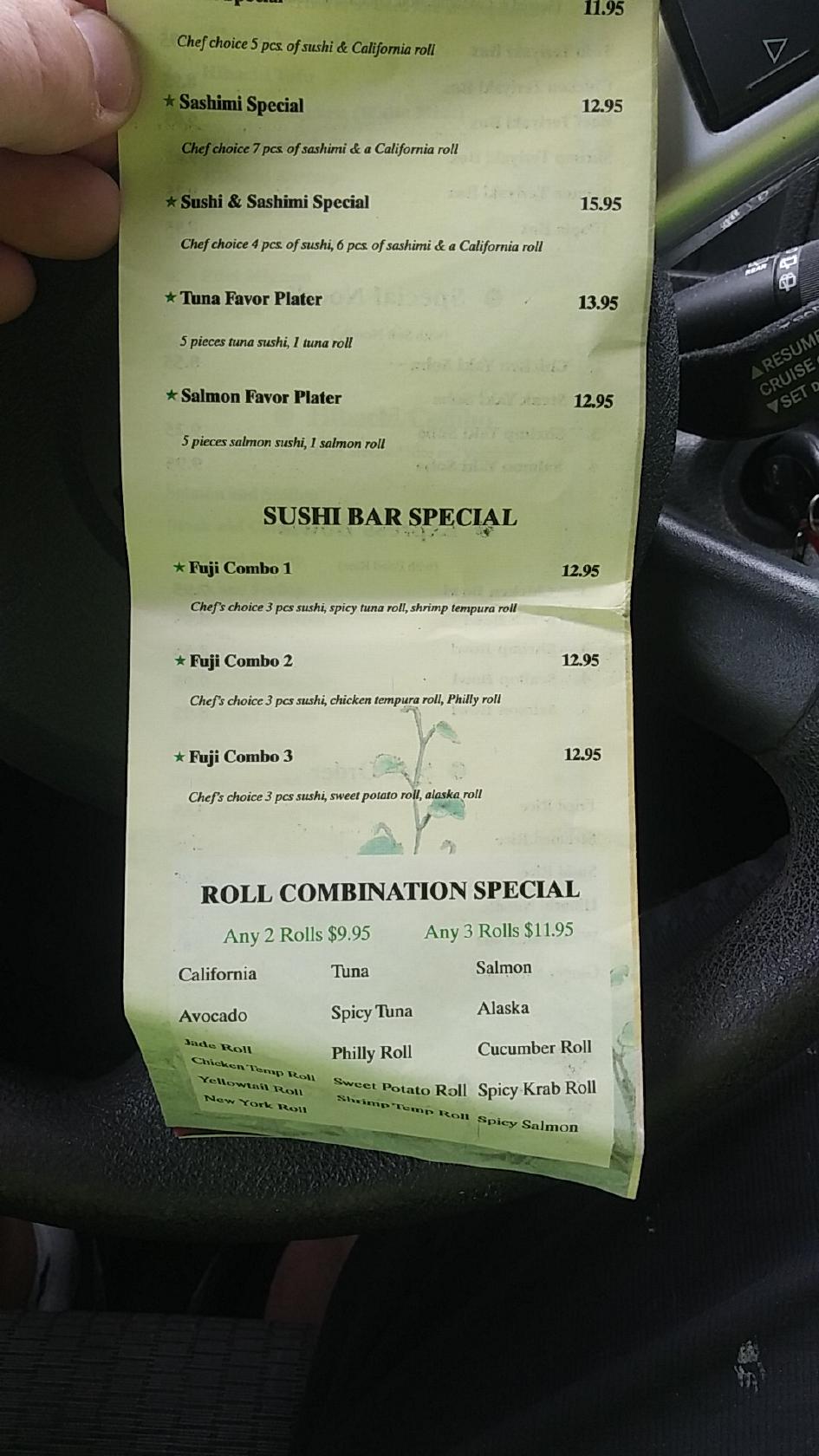 Menu at Fuji Express restaurant, DeLand