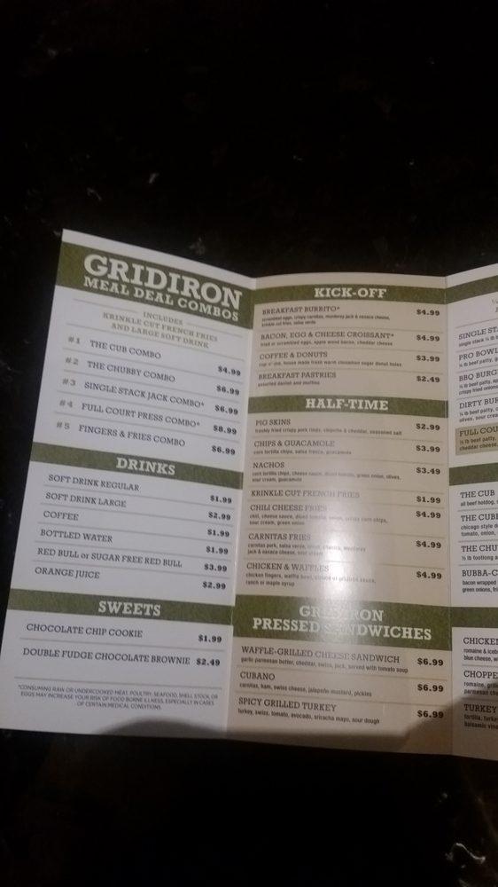 Carta de Gridiron Grill, Las Vegas