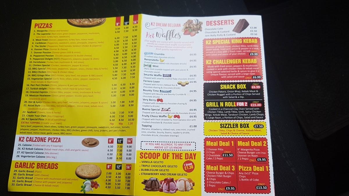 Menu at K2 Spice Hut Rochdale restaurant, Rochdale