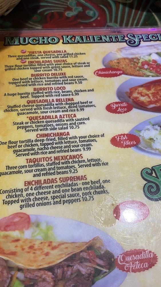 Menu at Mucho Kaliente Mexican Restaurant, East Ellijay