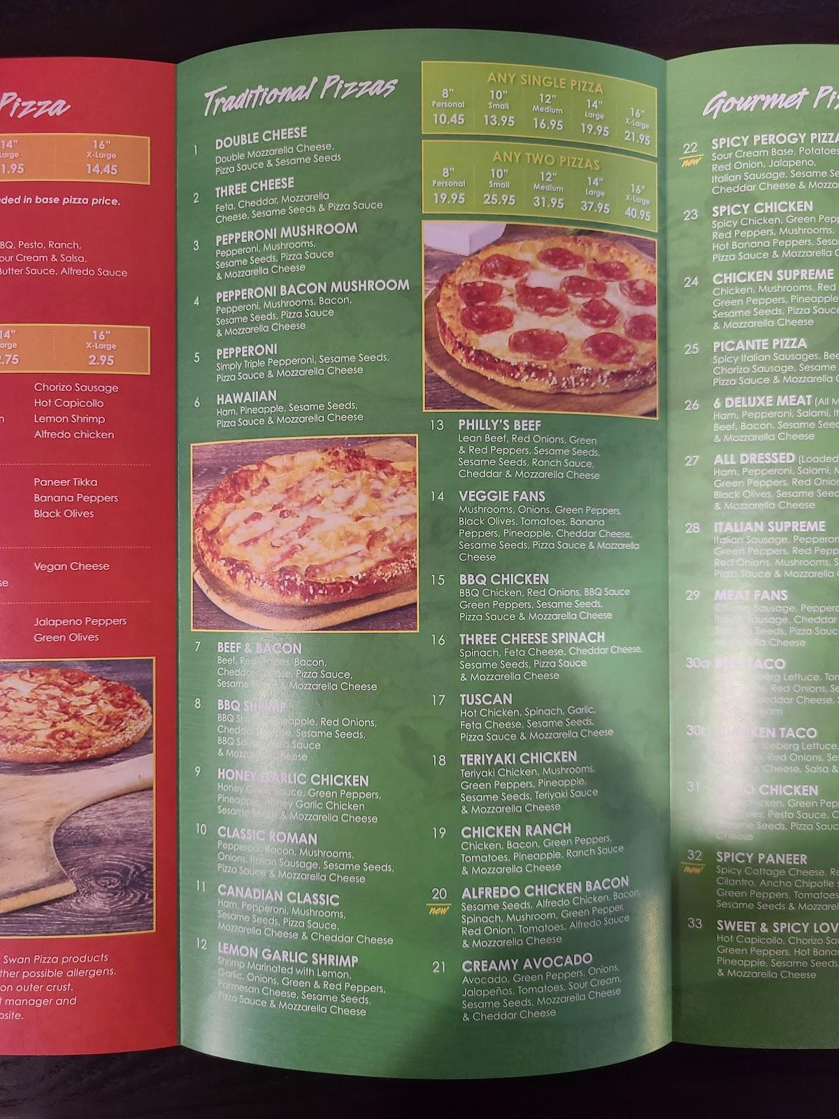 Menu at Red Swan Pizza Chappelle pizzeria, Edmonton
