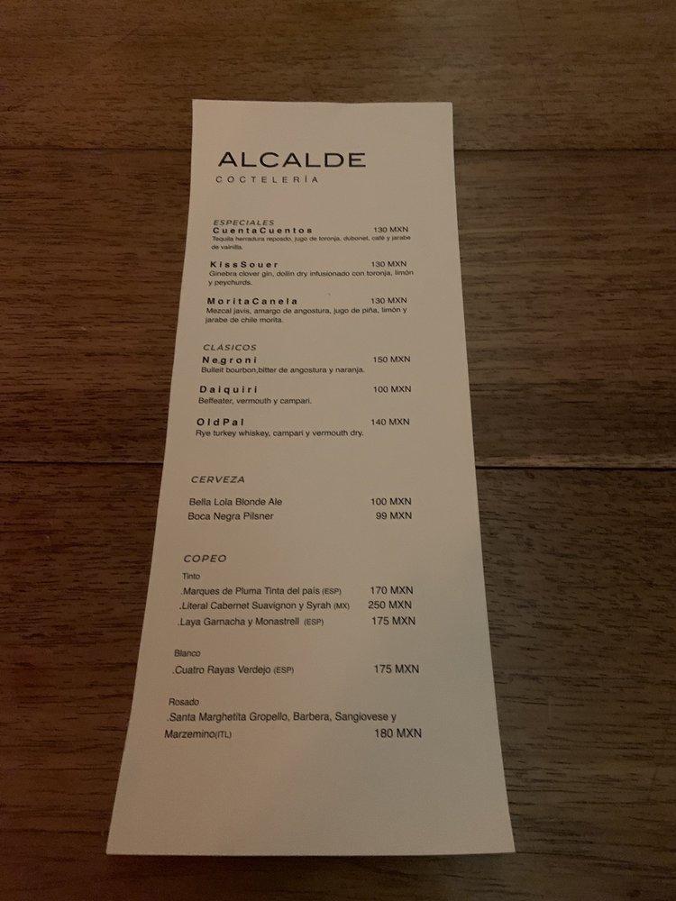 Carta de Restaurante Alcalde, Guadalajara, Avenida México 2903