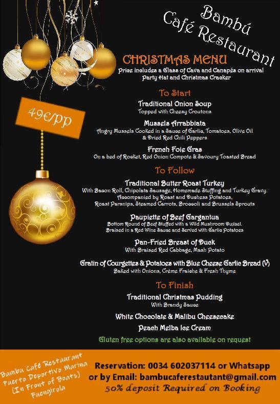 Menu at Bambu Cafe Restaurant, Fuengirola