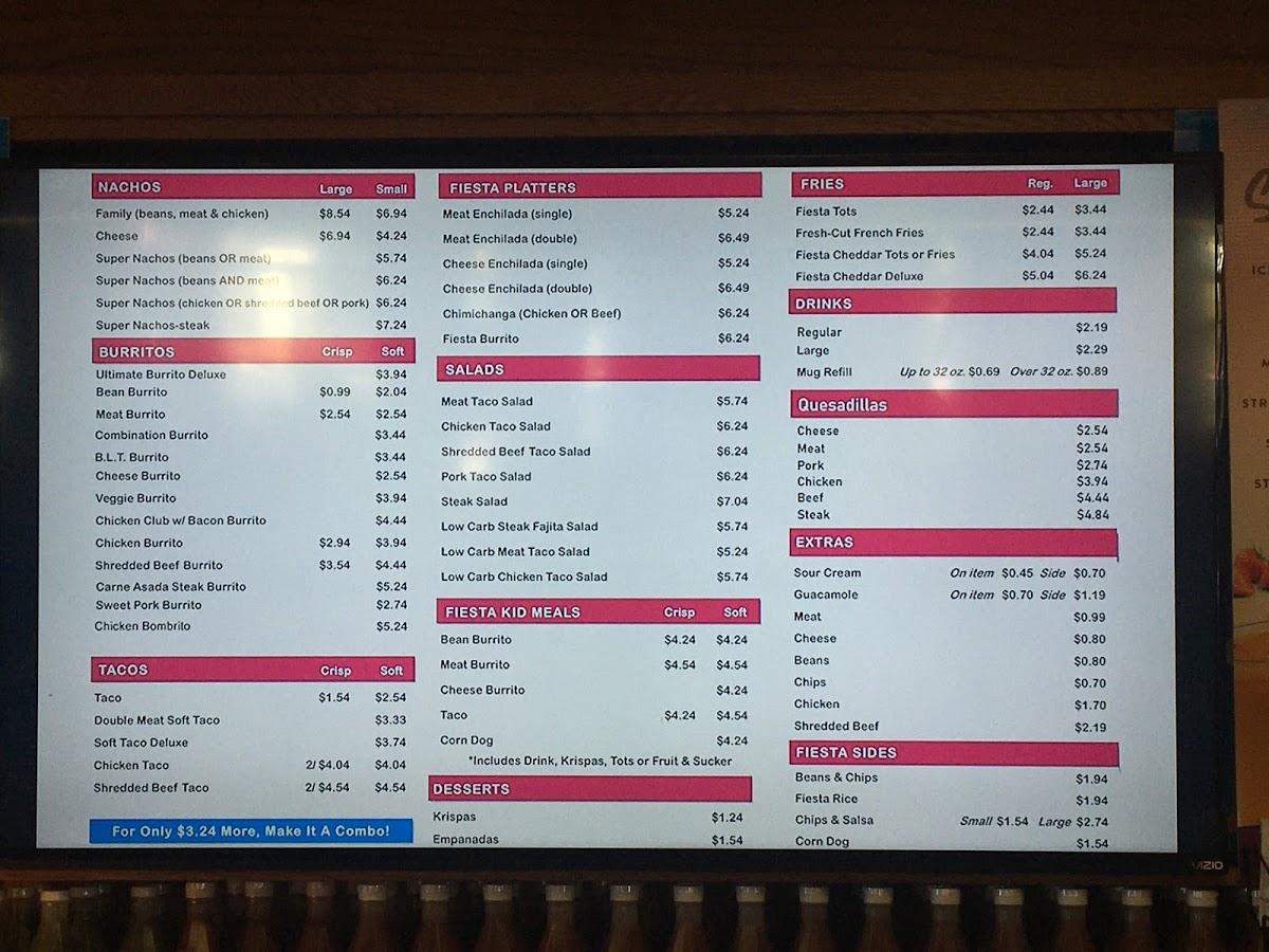 Menu at Fiesta Ole' restaurant, Idaho Falls, E 17th St