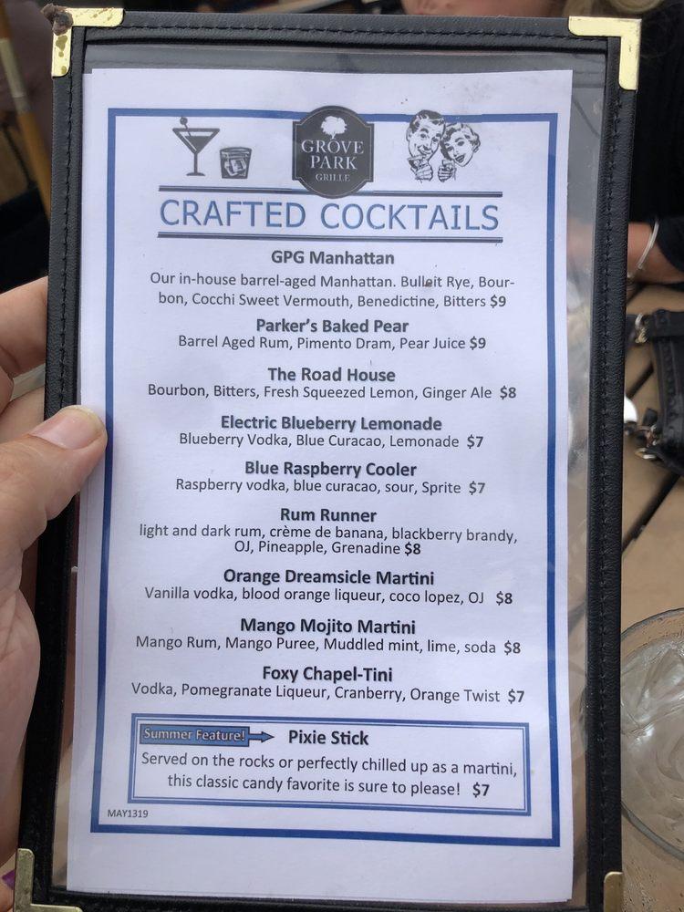 Menu at Grove Park Grille restaurant, Cincinnati