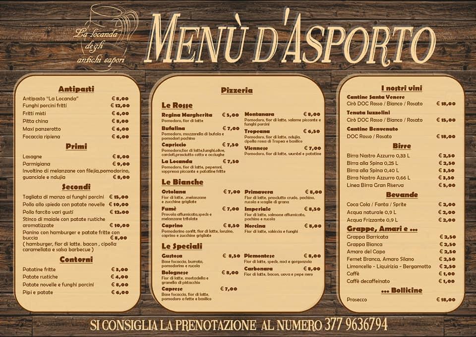 Menu da Ristorante La Locanda, Filadelfia