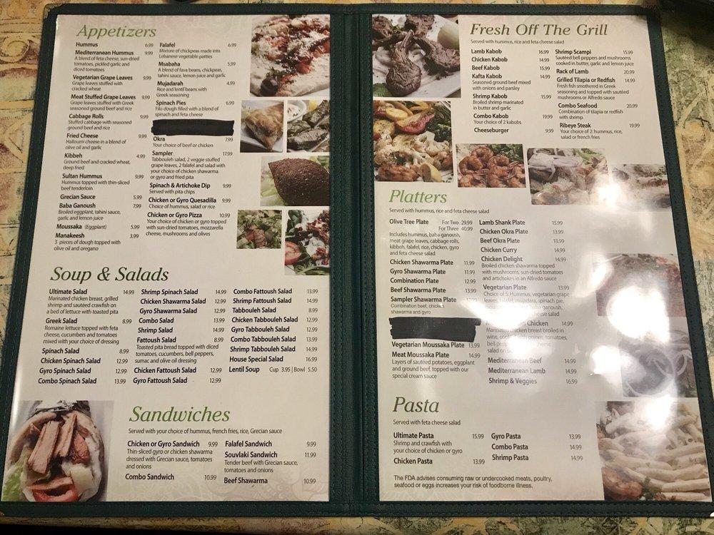 Menu at Olive Tree Cafe, Prairieville, Oak Plaza Ave