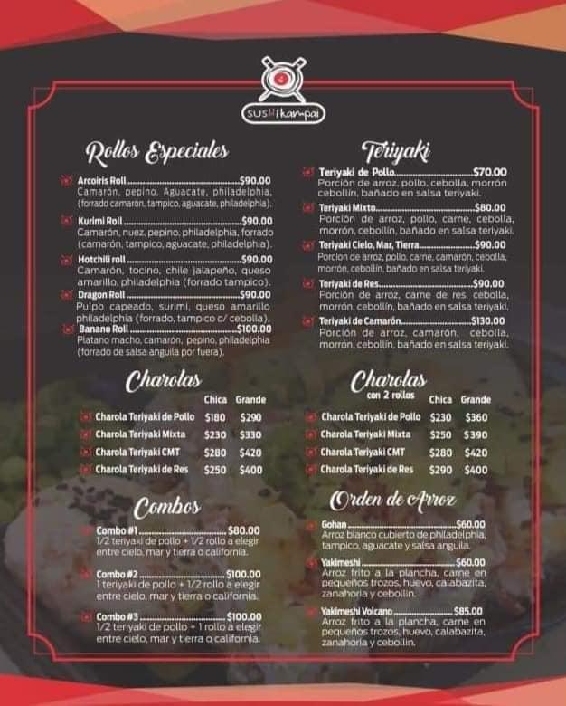 Menu at Sushi Kampai restaurant, Mexicali, Calzada Anahuac Esquina con ...