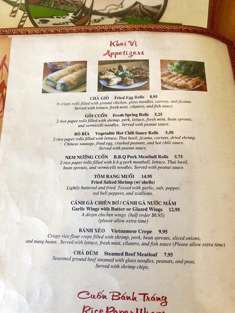 Menu at Phuong Trang restaurant, San Diego, Convoy St