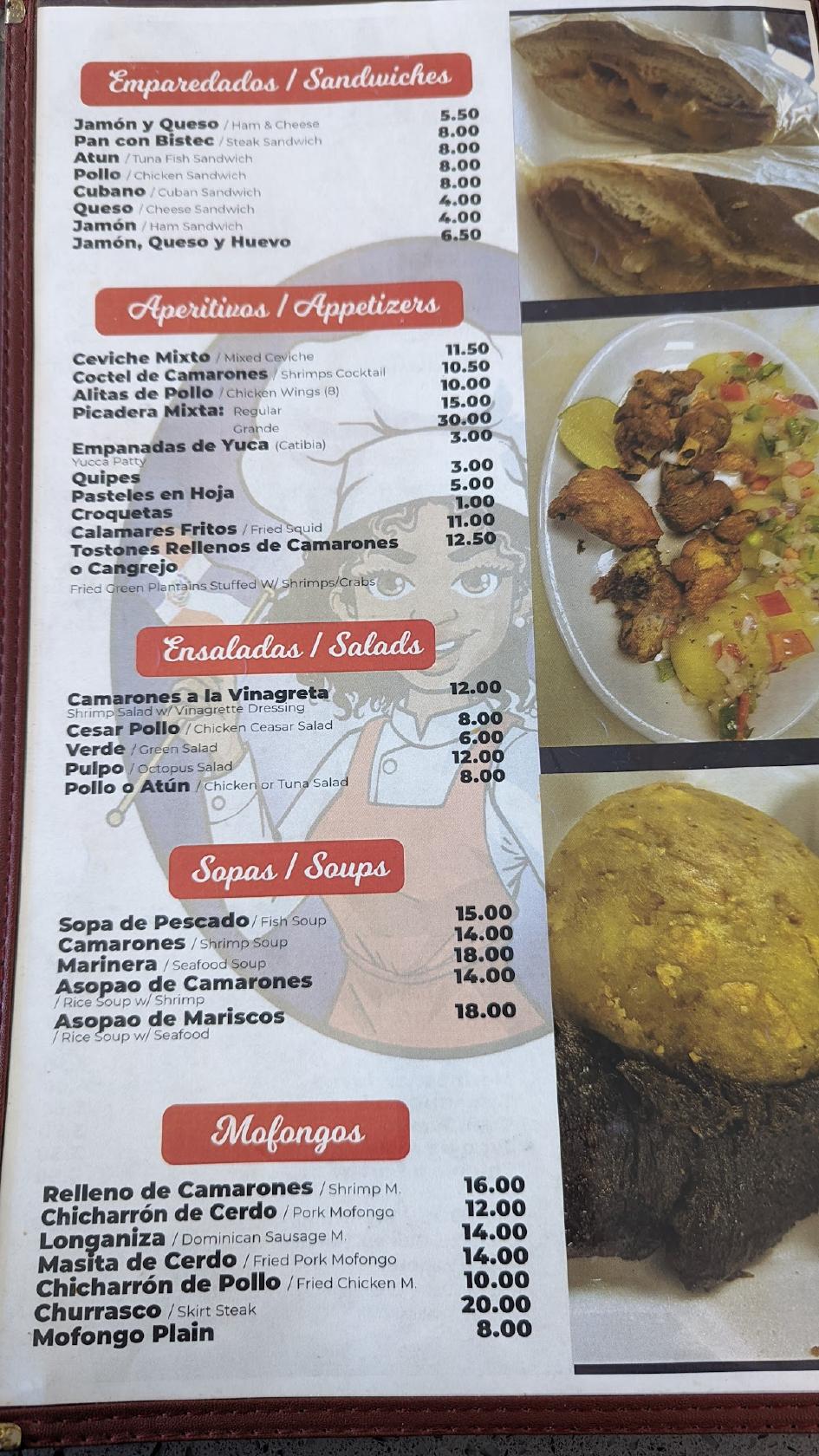 Menu at Ada Restaurant, Miramar