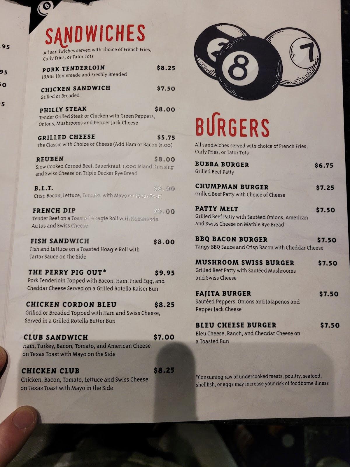 Menu at Perry's Place pub & bar, Omaha
