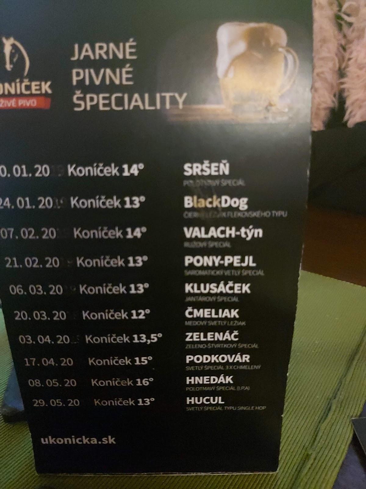 Menu at Reštaurácia Koníček restaurant, Žilina, Hlinská 2591