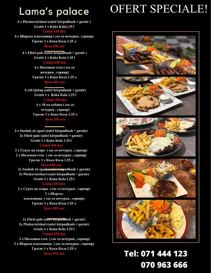 Carta de Restaurant Lama’s Palace, Skopie
