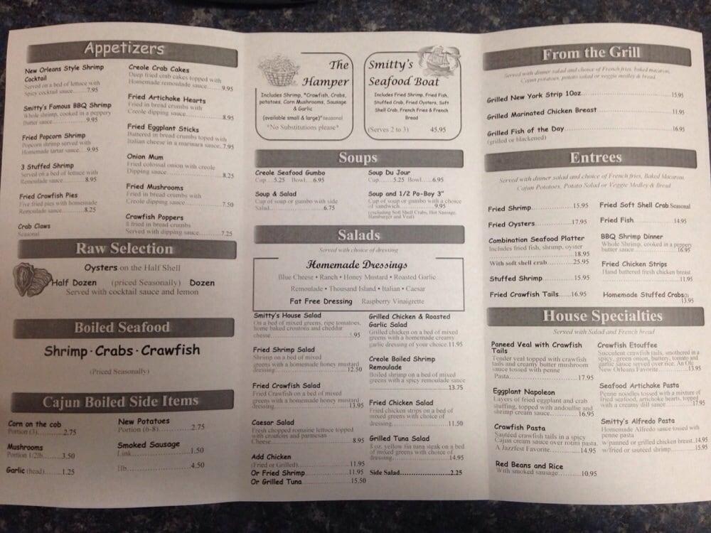 Menu at Smitty's Seafood restaurant, Kenner, W Esplanade Ave