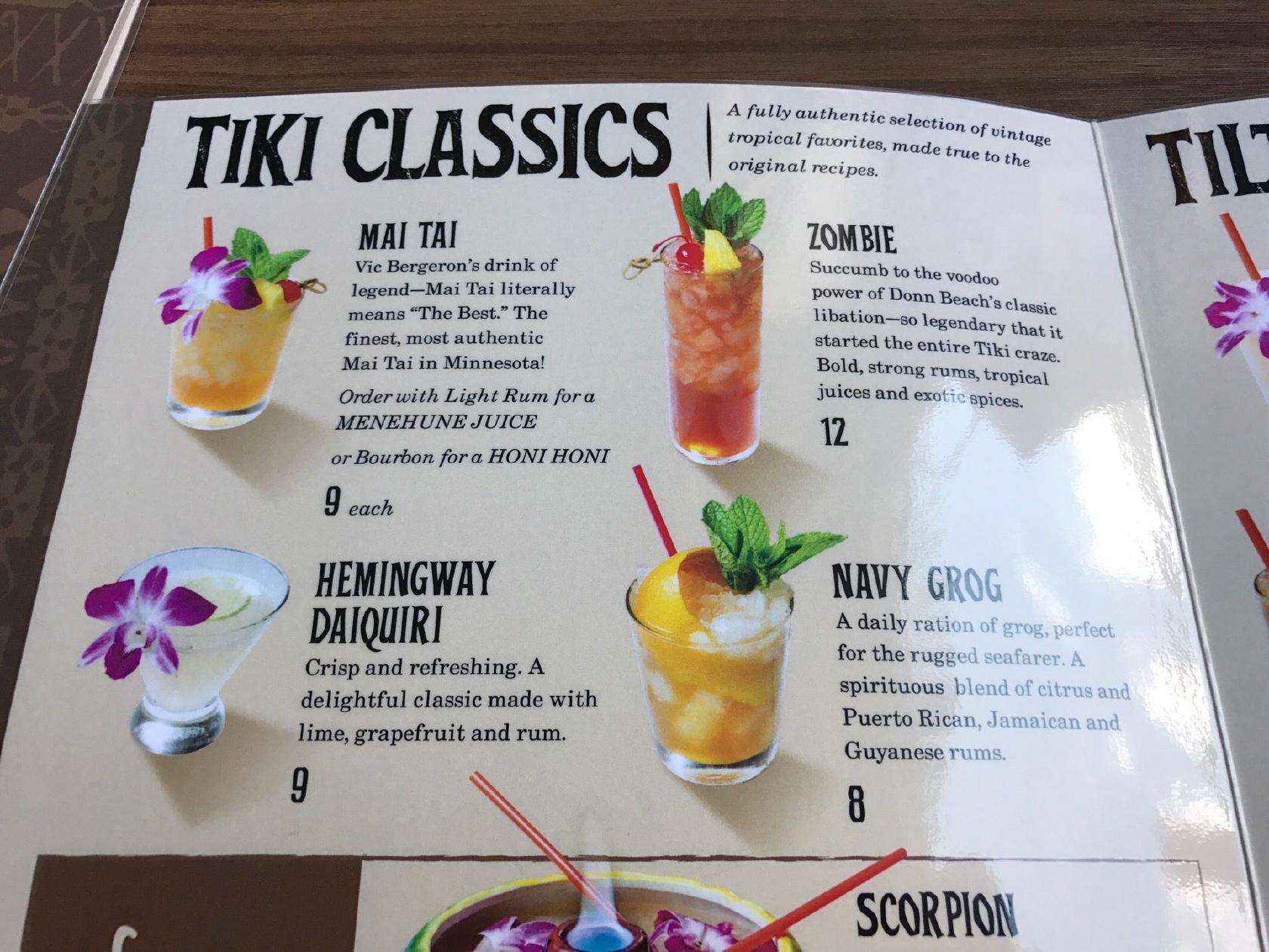 Menu at The Tilted Tiki Tropical Bar & Restaurant, Stillwater
