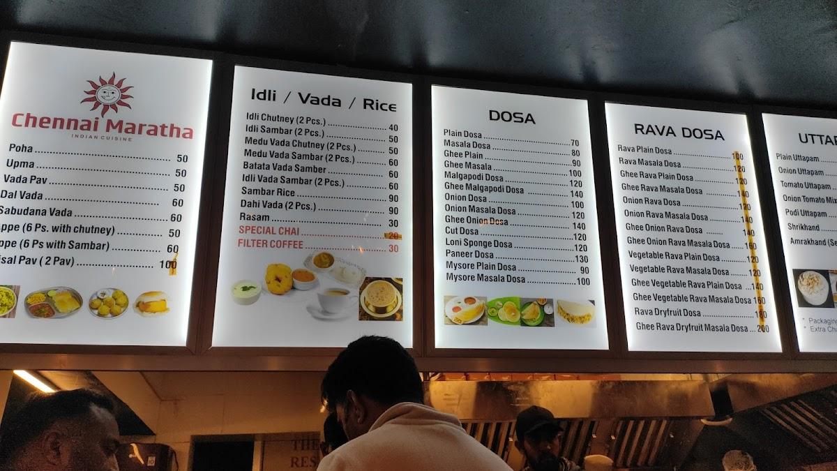 Menu at CHENNAI MARATHA SNR, India