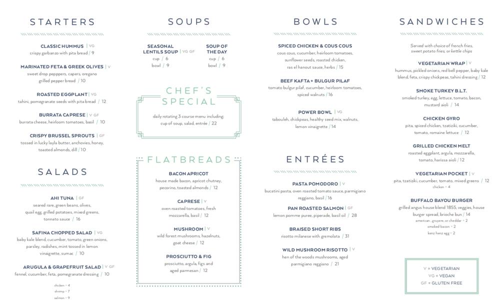 Menu at Safina pub & bar, Houston