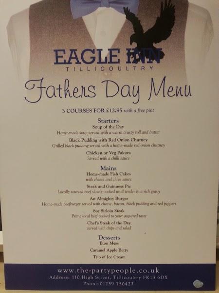 Menu at Eagle Inn pub & bar, Tillicoultry