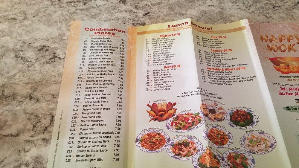 Menu at Happy Wok restaurant, Milwaukee