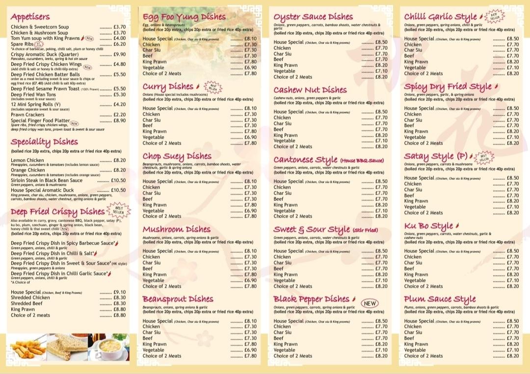 Menu at Michael's Chinese Takeaway fast food, Blyth
