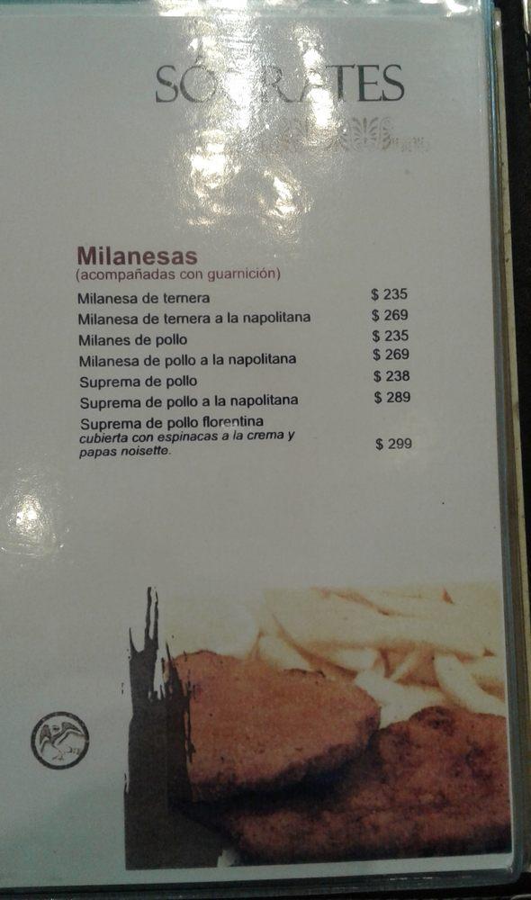 Menu at Sócrates restaurant, Buenos Aires