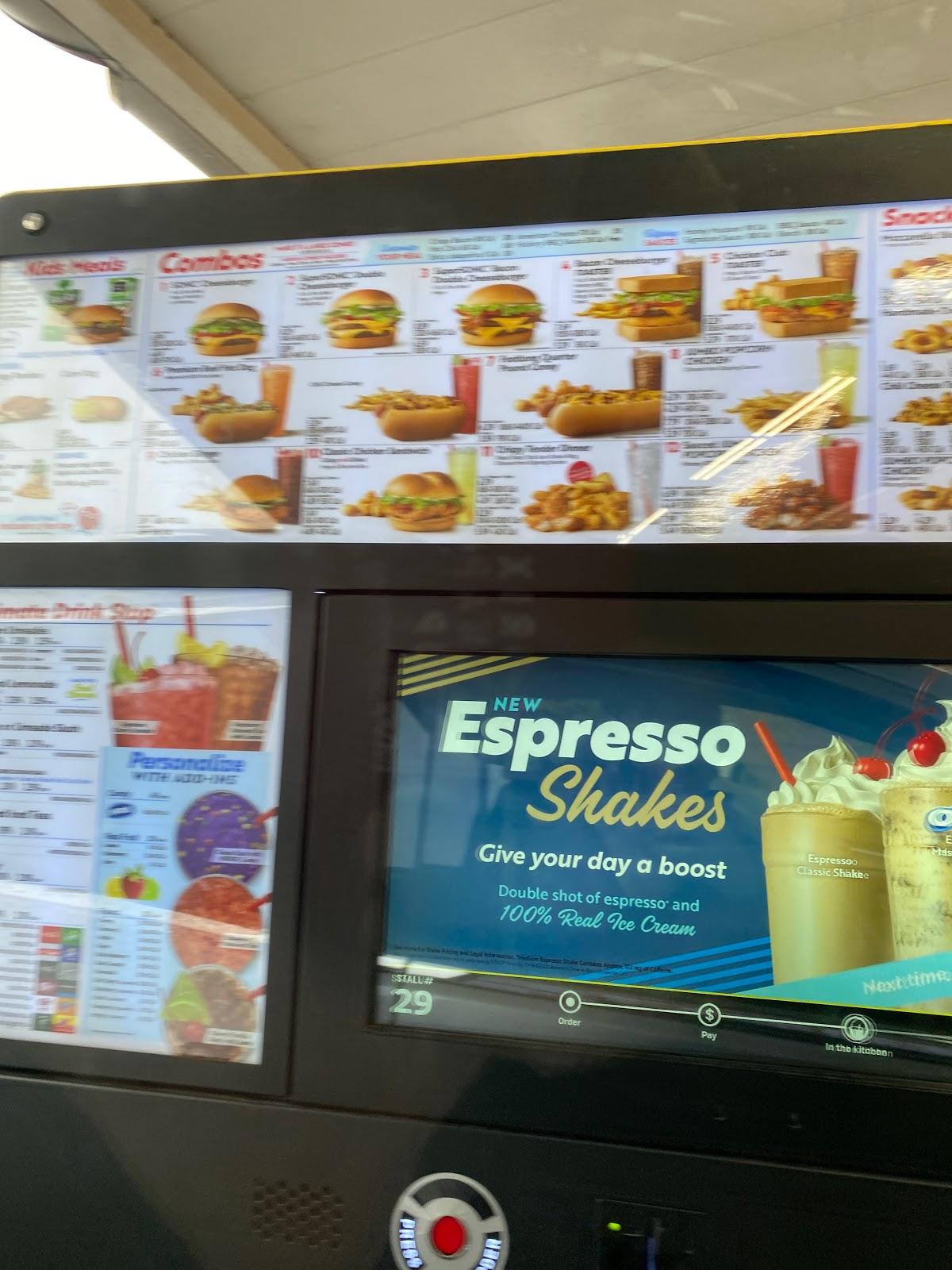 Menu at Sonic Drive-In fast food, Memphis, Winchester Rd