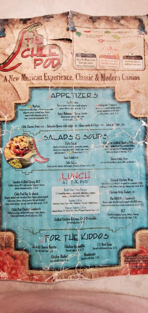 Menu at The Chile Pod restaurant, Farmington